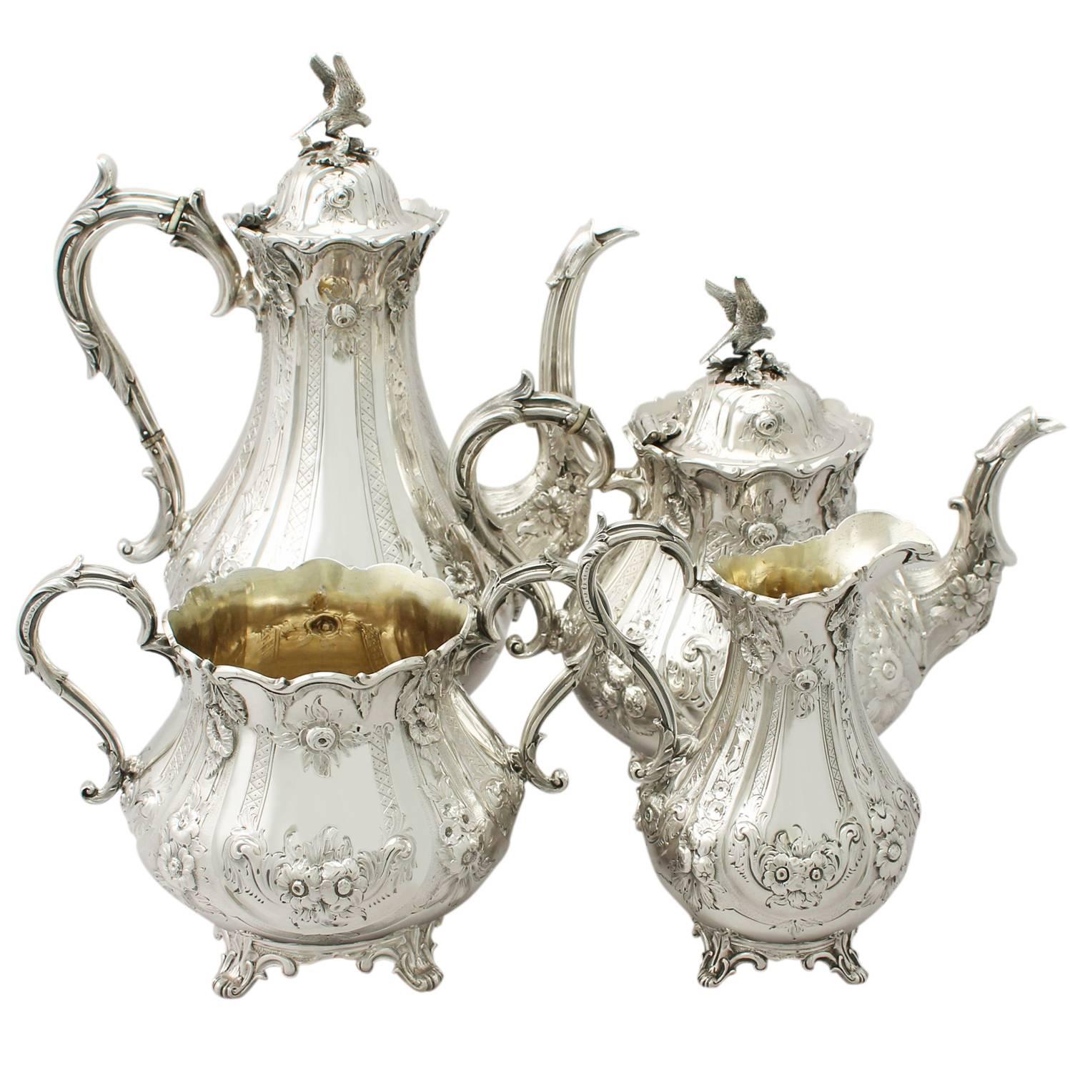 Antique Victorian Sterling Silver Four-Piece Tea Service, Louis Style ...