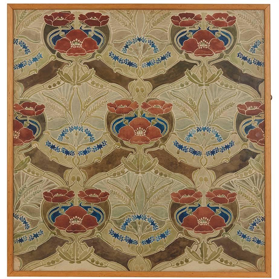 Antique English Art Nouveau Original Watercolour, circa 1890 at 1stDibs