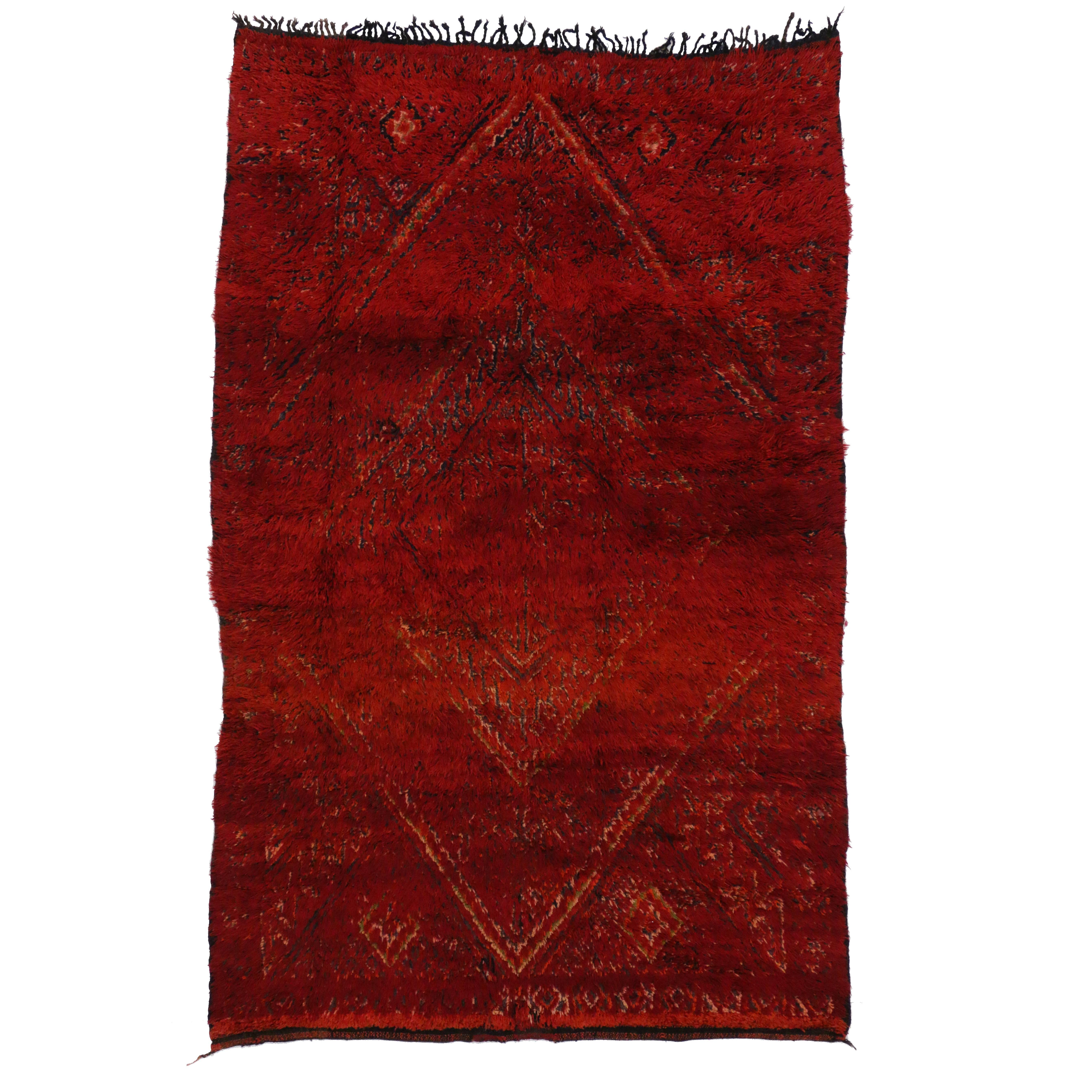 Vintage Red Moroccan Rug For Sale at 1stDibs