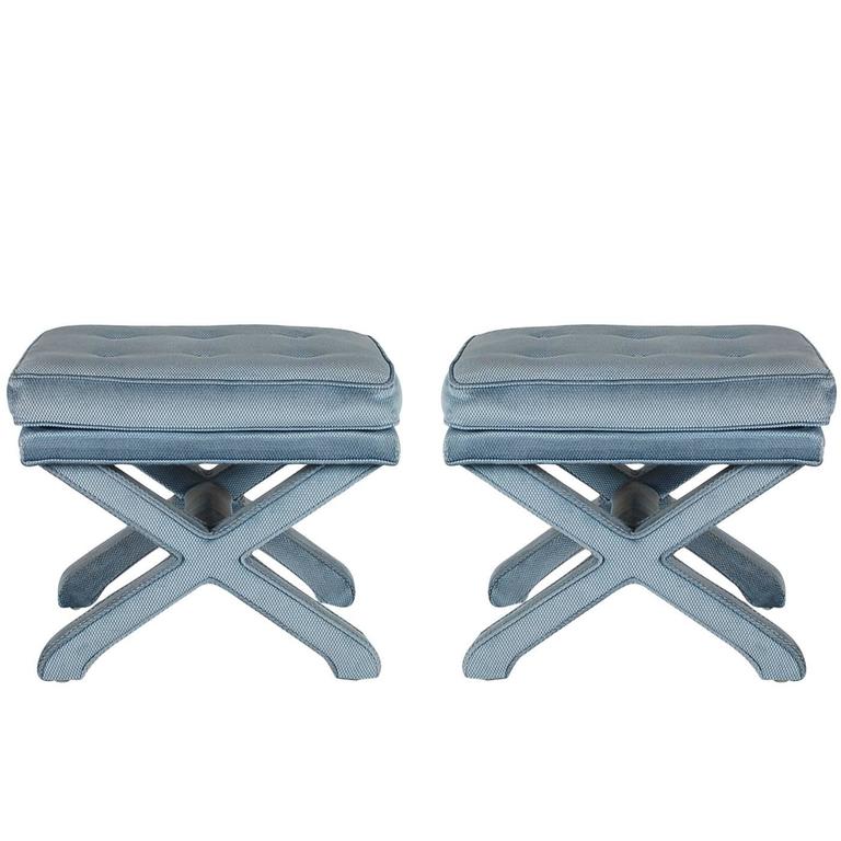 Pair of X-Base Stools or Benches after Billy Baldwin at 1stDibs