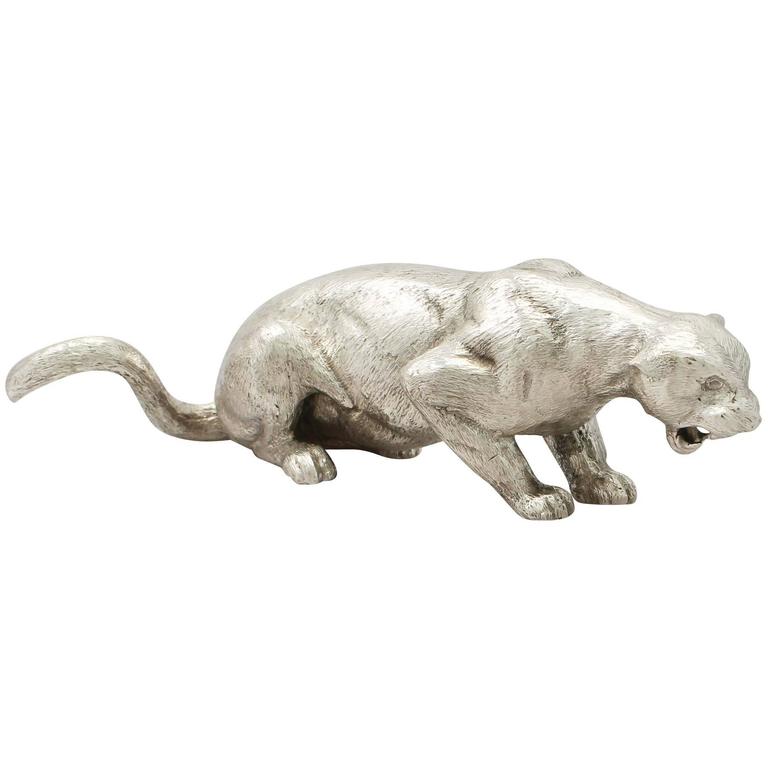 Sterling Silver Model of a Panther - Vintage Elizabeth II at 1stDibs