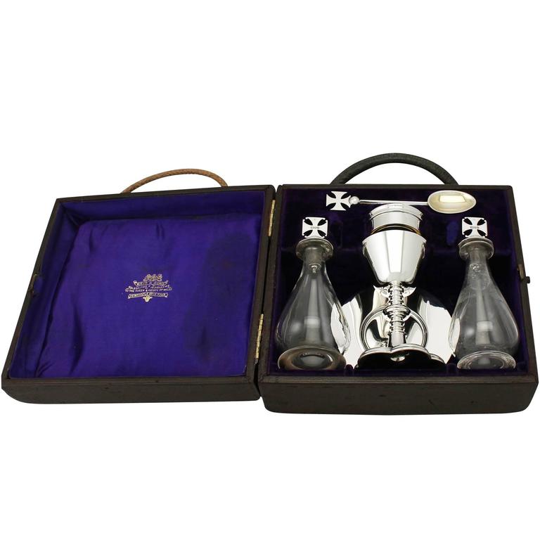 Sterling Silver and Glass Communion Set by Reid and Sons, Antique ...