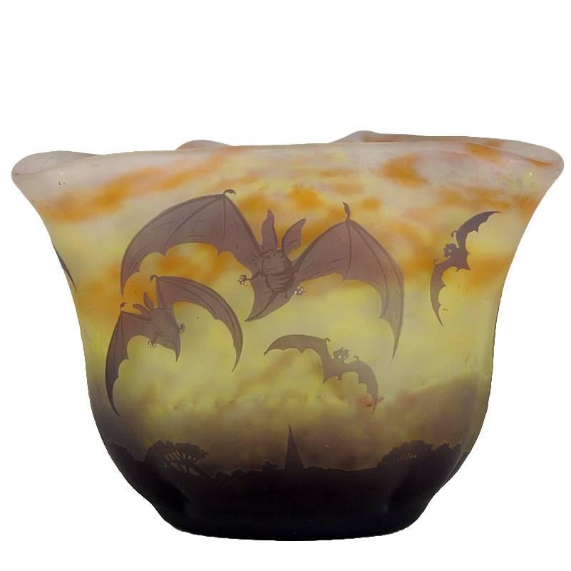 Cameo Glass Bat Vase by Daum Freres at 1stDibs