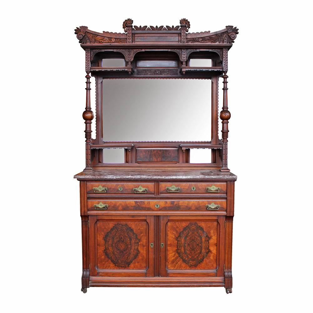 Victorian Walnut Sideboard with Marble Top at 1stDibs
