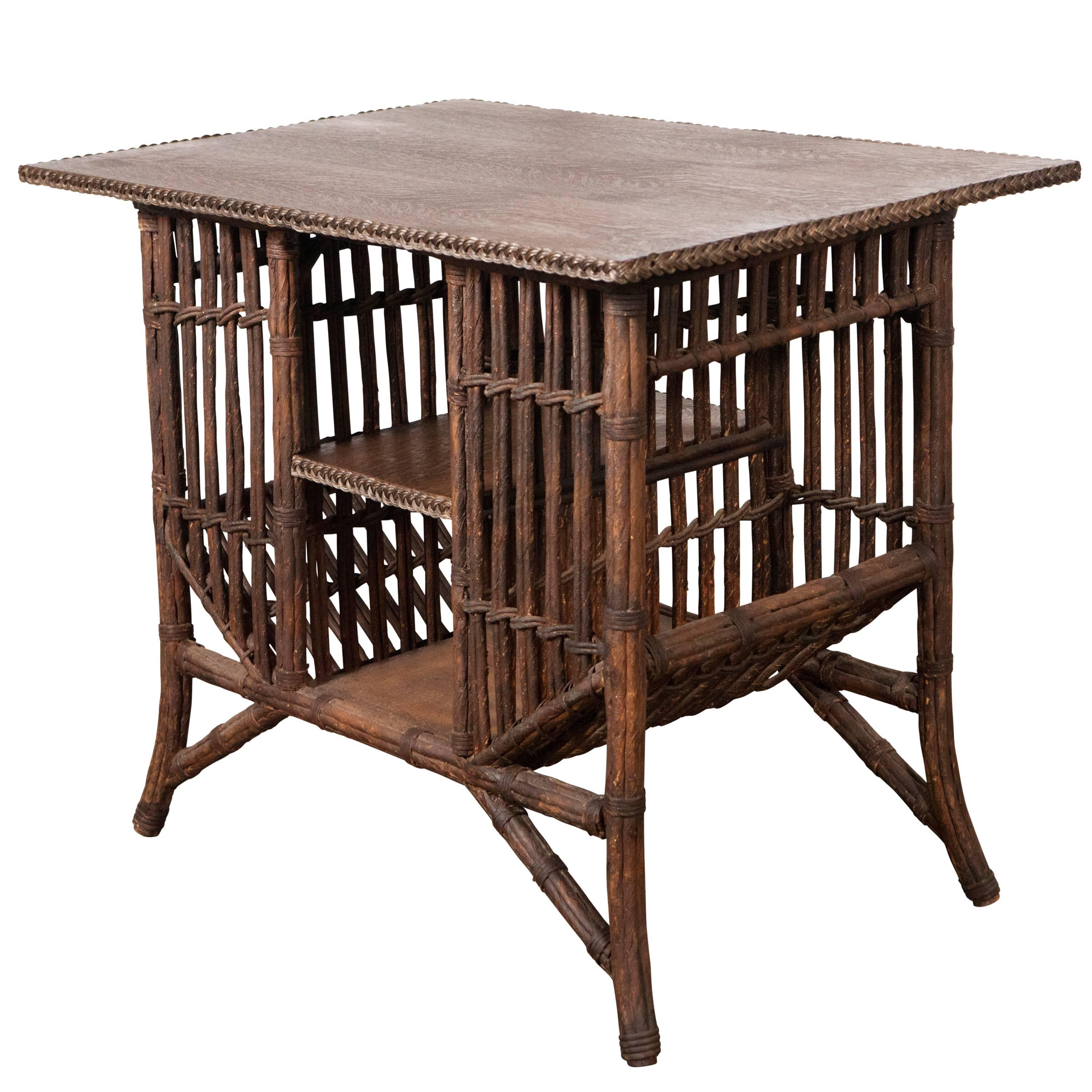 Wicker Table with Storage at 1stDibs