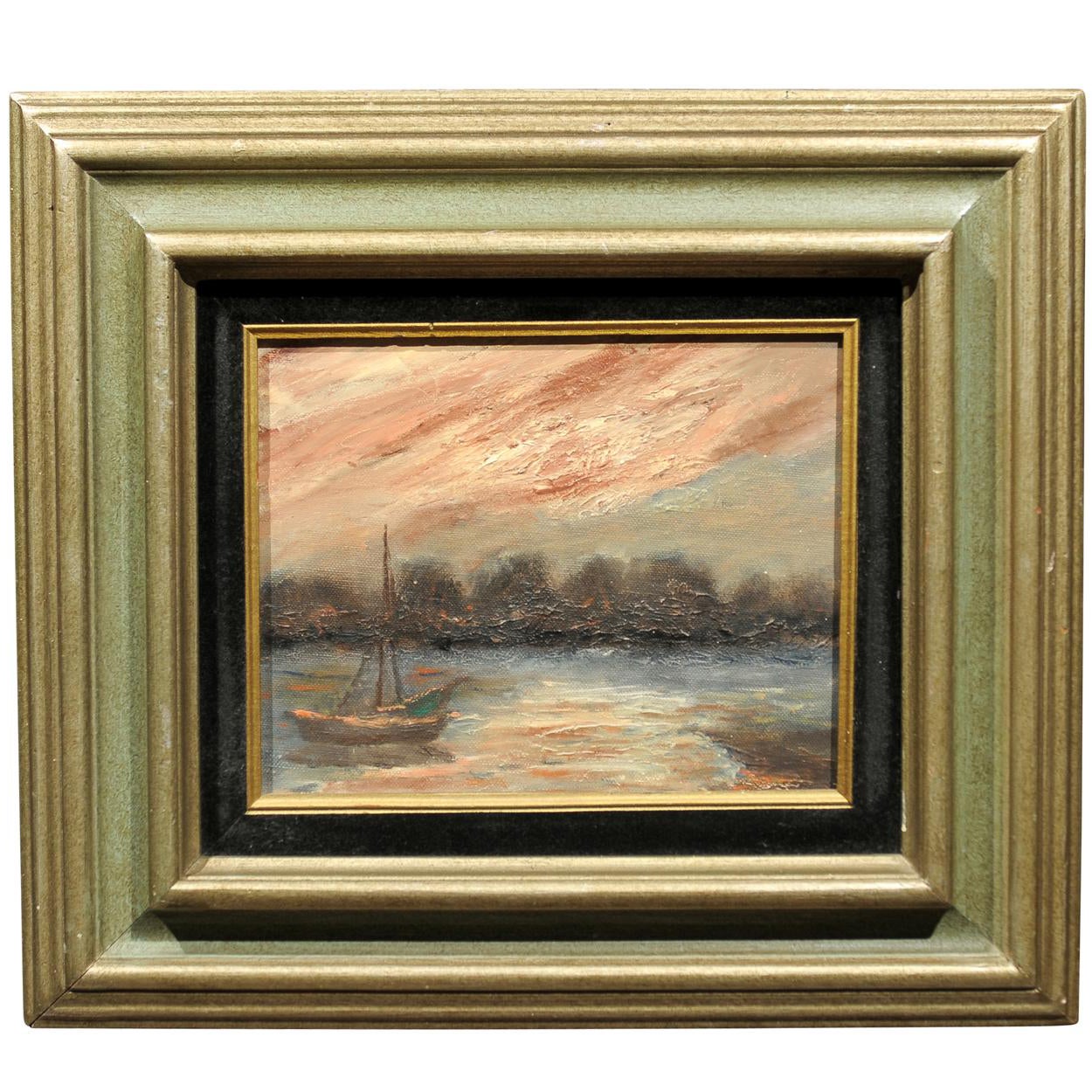 20th Century English Impressionist Oil Painting of River Scene by John ...