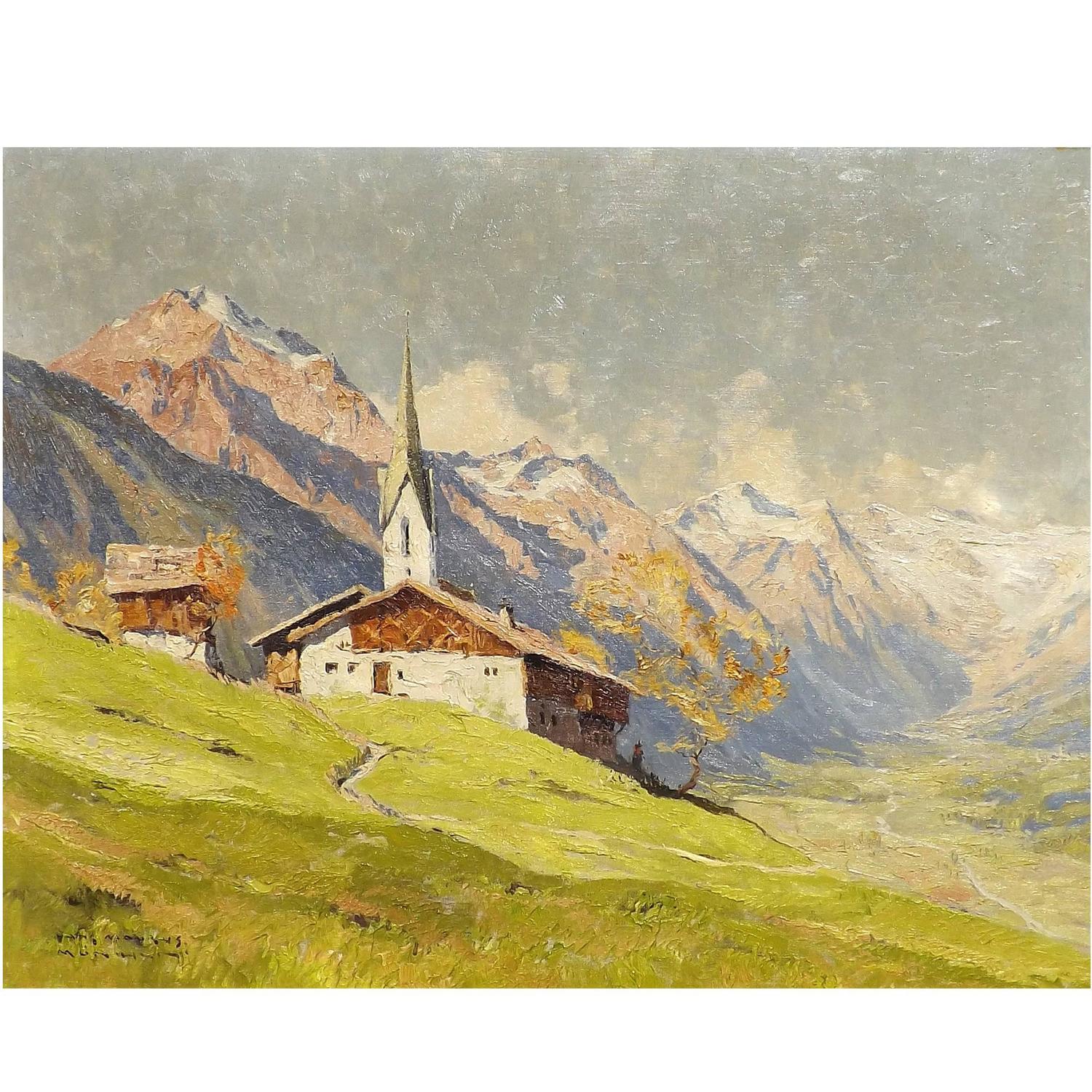 'Chapel Near Bichlbach, Austria' by Munich School Artist Hans Maurus ...