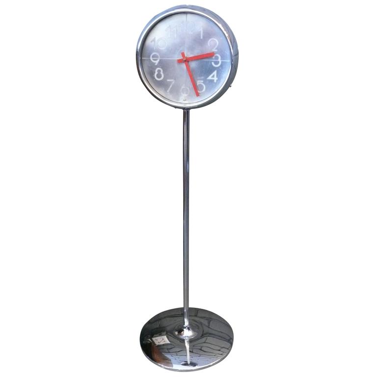 Chrome Standing Clock at 1stDibs