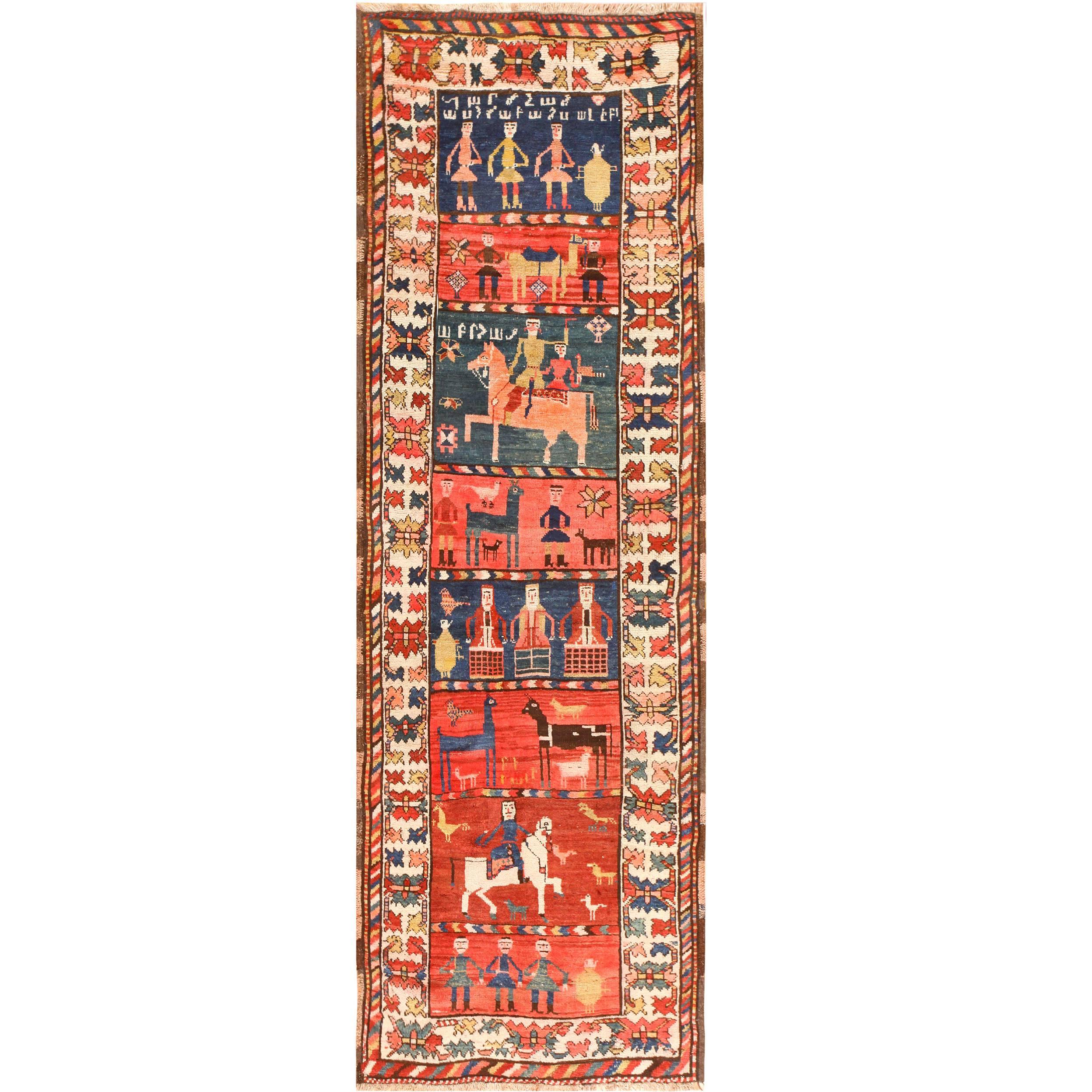Folk Art Antique Caucasian Karabagh Runner Rug at 1stDibs