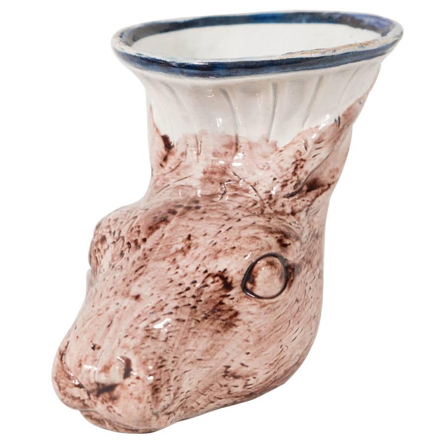 Rabbit Head Creamware Stirrup Cup at 1stDibs