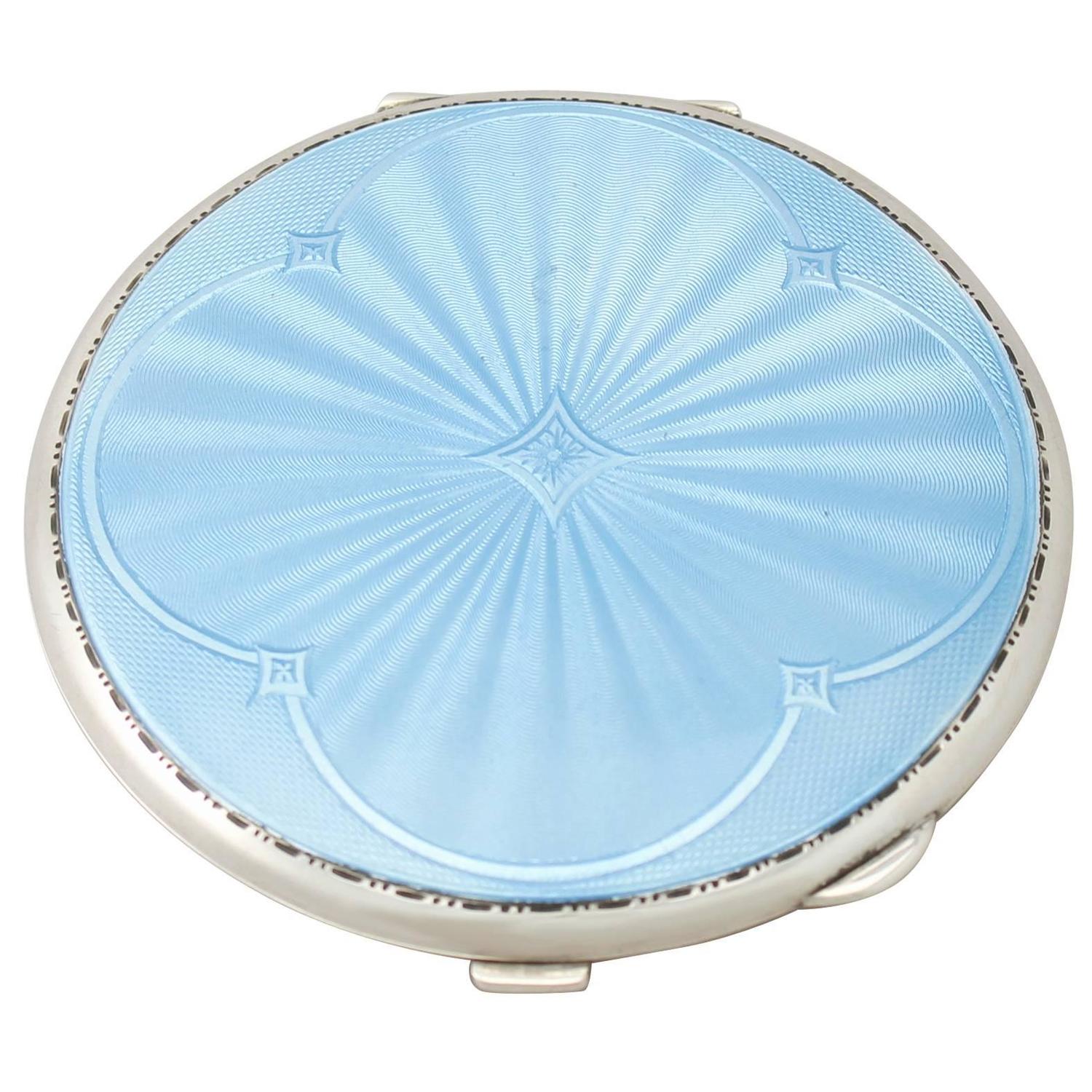 Sterling Silver and Enamel Compact - Vintage George VI at 1stdibs