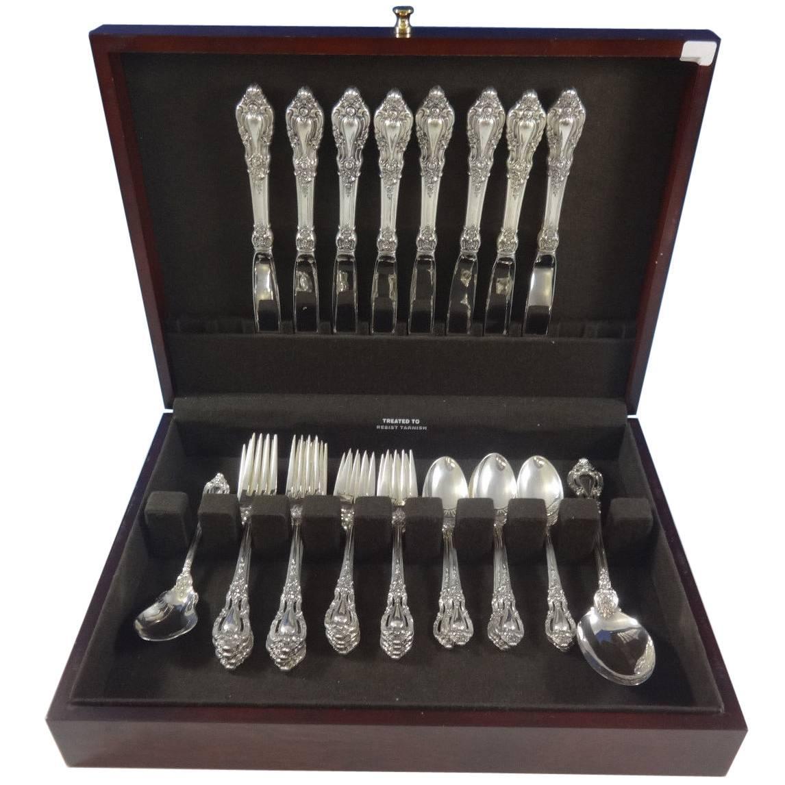 Eloquence by Lunt Sterling Silver Flatware Service for 8 Set 34 Pieces ... Eloquence by Lunt Sterling Silver Flatware Service for 8 Set 34 Pieces ...