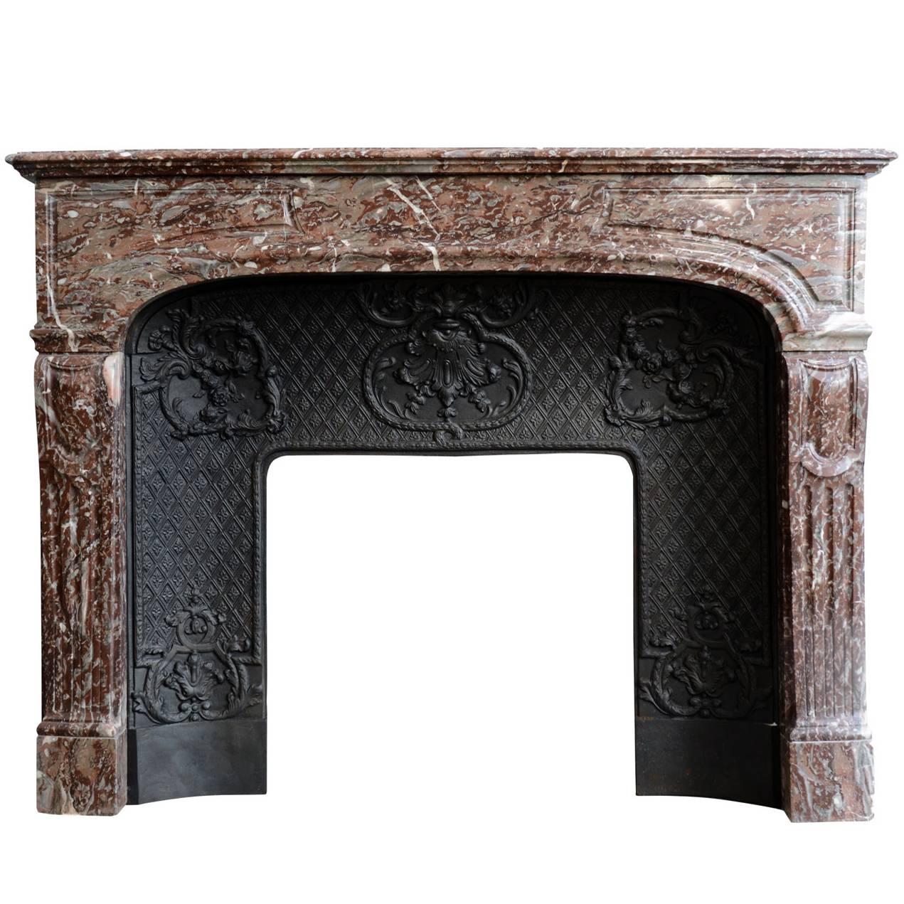 French Louis XIV Style Red Rance Marble Fireplace, 19th Century For ...