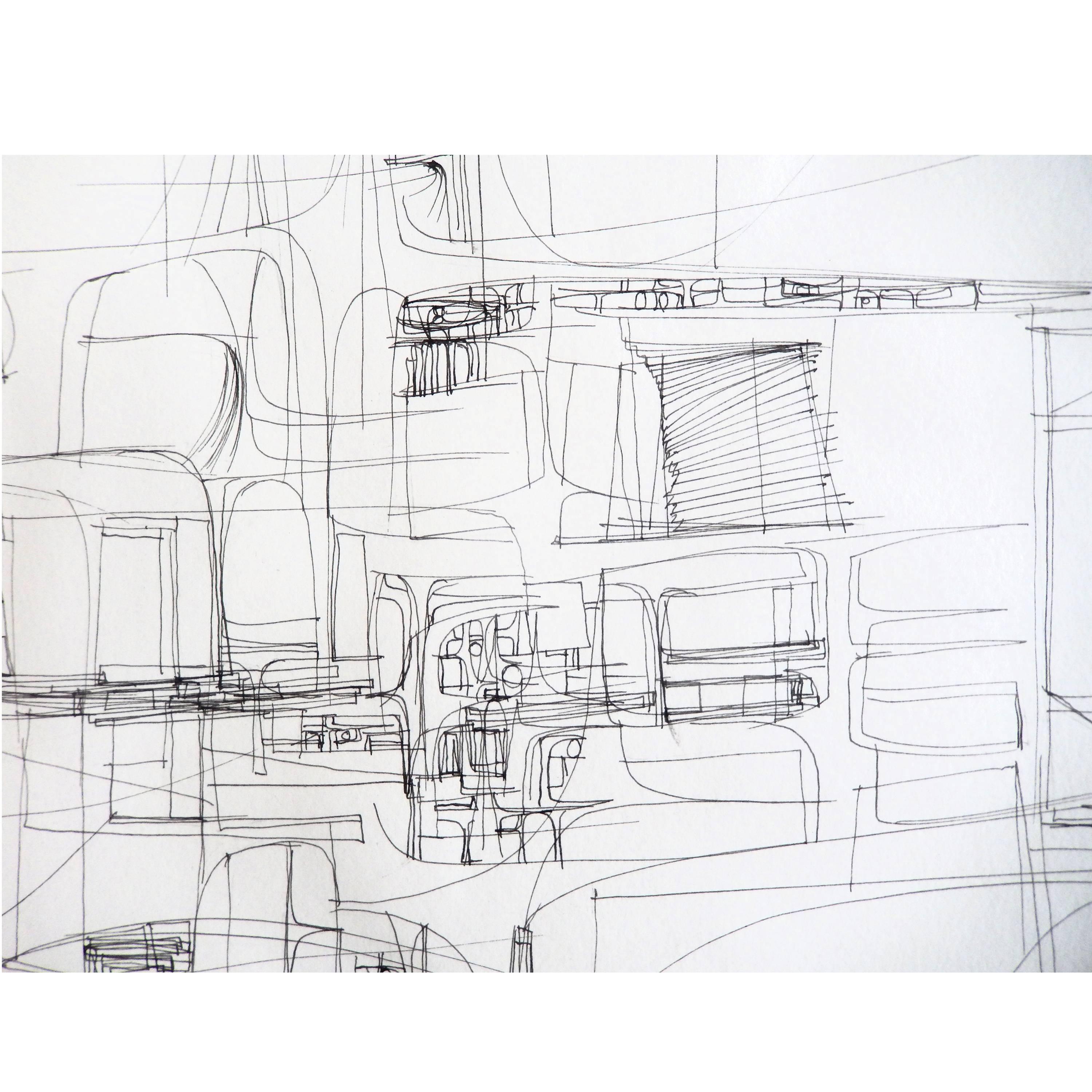 1960s Abstract Ink Drawing, "Soaring, " by Richard Koppe at 1stDibs