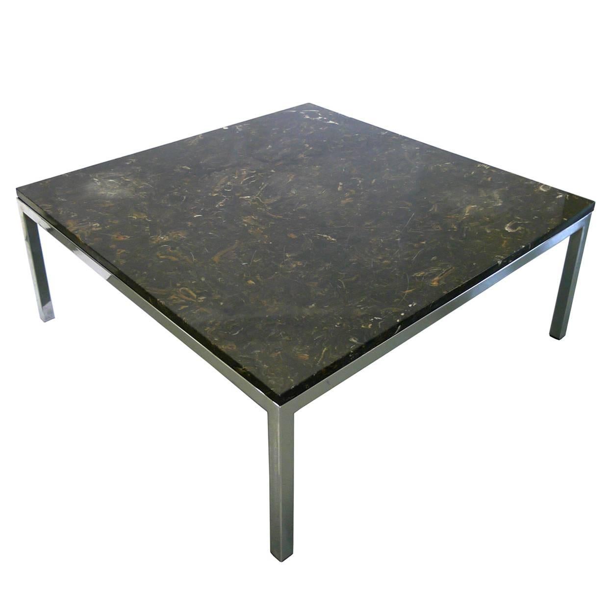 Midcentury Knoll-Style Marble-Top Cocktail Table at 1stDibs