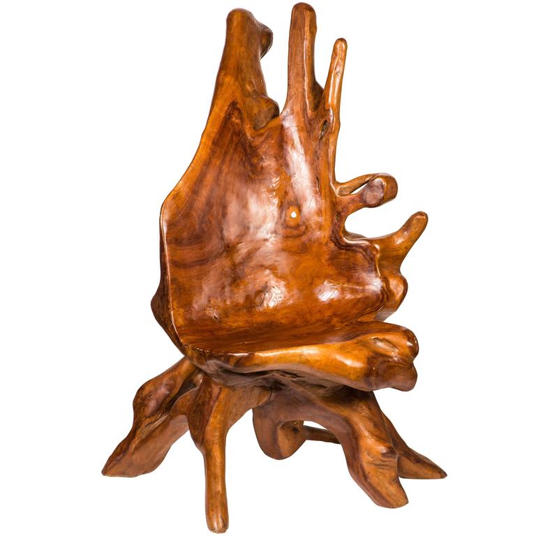 Monumental Burl Wood Chair at 1stDibs