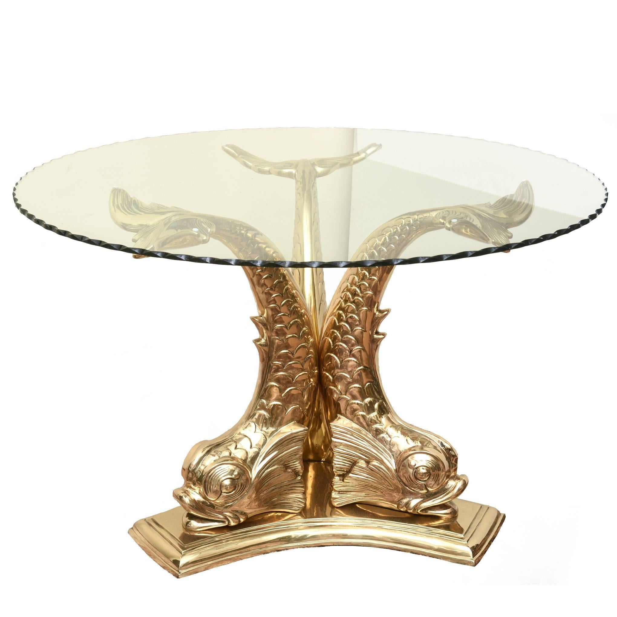 Polished Brass Undine Mythological Circular Center or Dining Table at ...