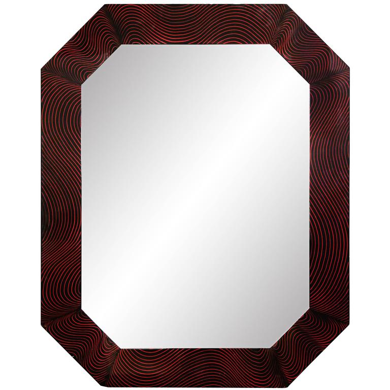 Studio Made Lacquered Mirror with Graphic Design by F. Digennaro For ...