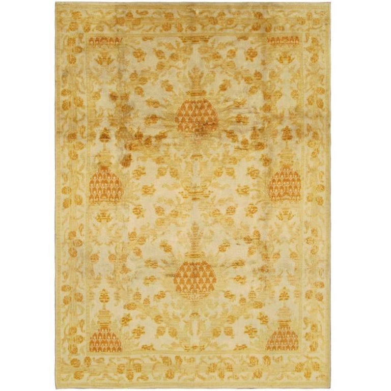 Antique Spanish European Carpet with Pineapple Design in Gold, Cream ...