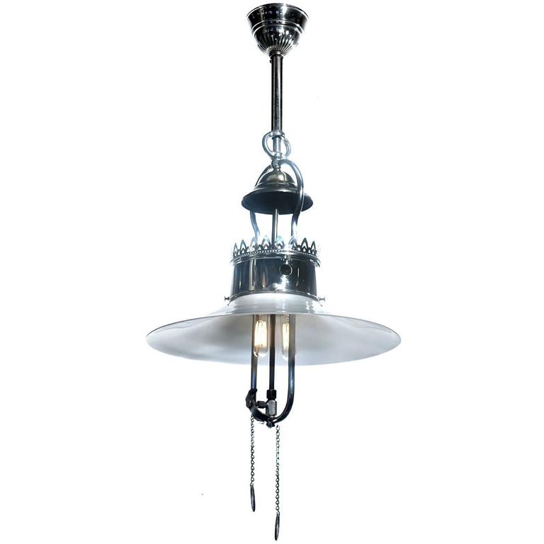 Simple and Elegant Converted Gas Lamp, Nickel-Plated at 1stDibs