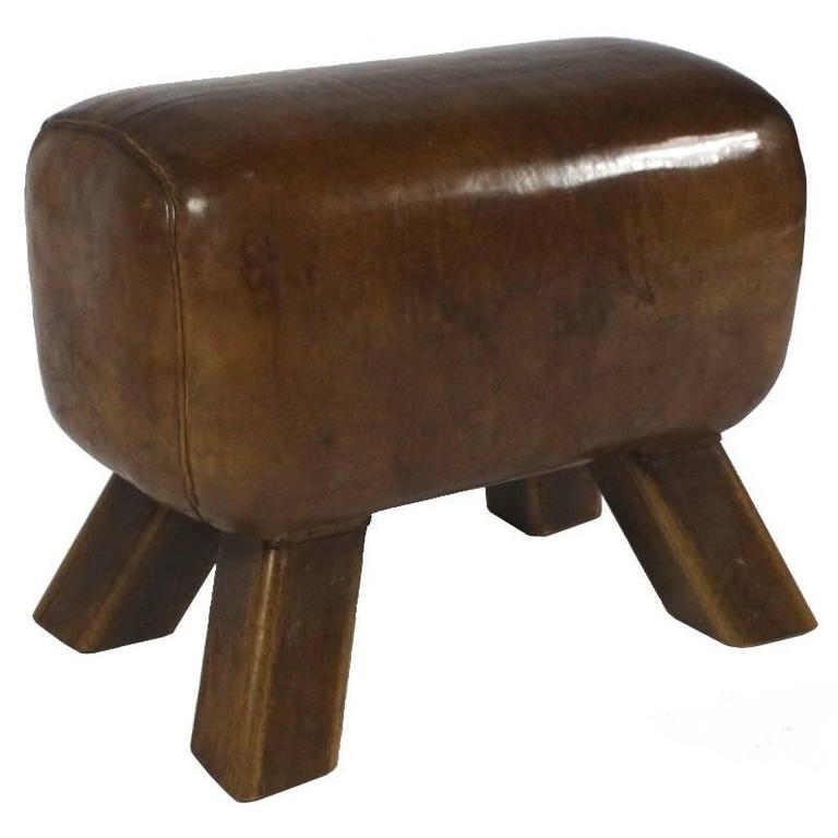 Midcentury Leather Gym Seat at 1stDibs