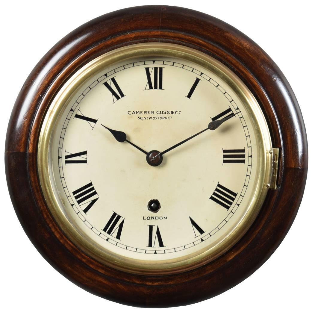 Mahogany Wall Clock by Camerer Cuss and Co at 1stdibs