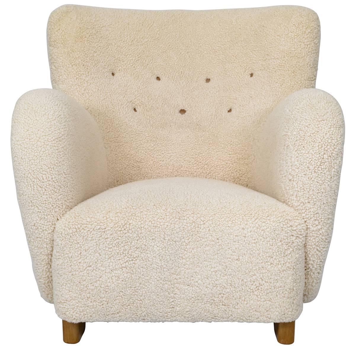 Scandinavian Sheepskin Lounge Chair For Sale at 1stdibs