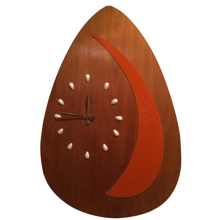 Huge Rare Mid-Century Modern Guitar Pick Wall Clock at 1stDibs