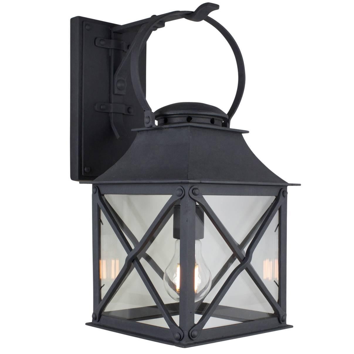Coastal Wrought Iron Exterior Lantern in Grey, by Britt Jewett For Sale ...