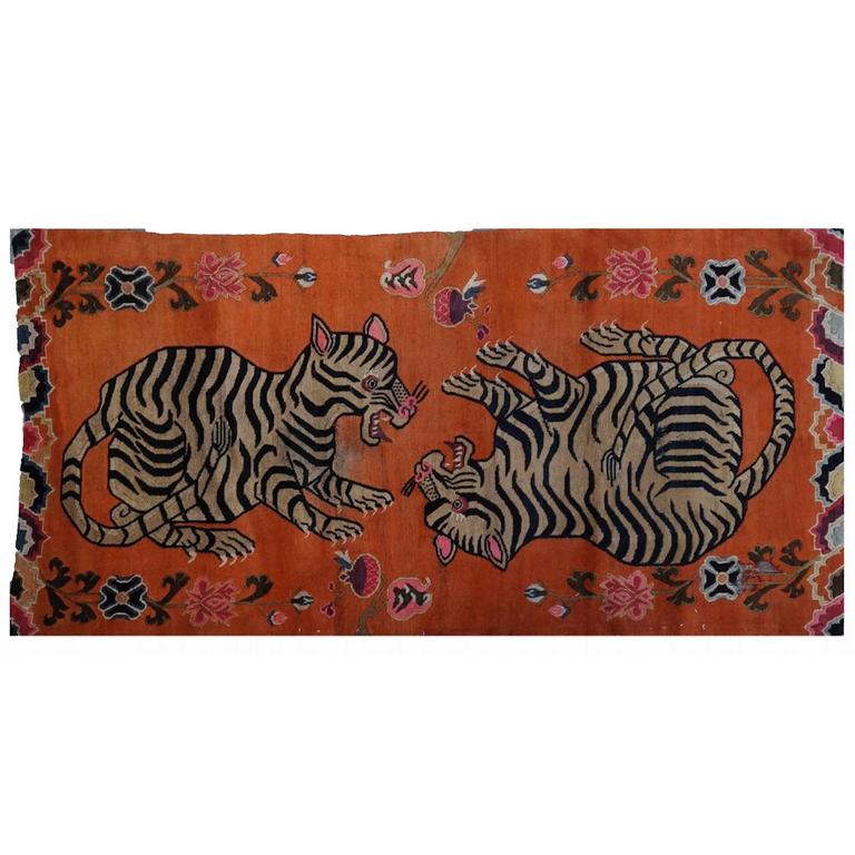 Tibetan Playful Tiger Cub Rug at 1stDibs