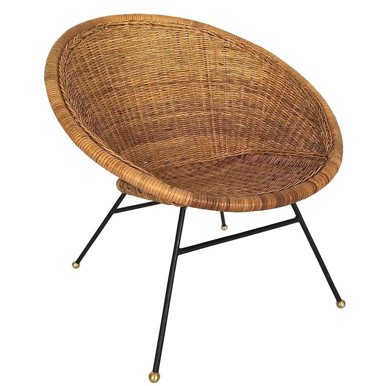 Wicker and Iron Bucket Chair at 1stDibs | wicker bucket chair, bucket ...