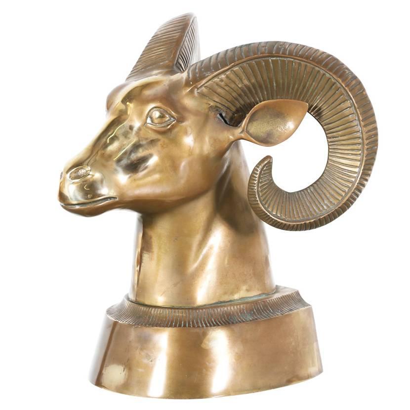 Vintage Large Brass Ram's Head / Bust Sculpture at 1stdibs