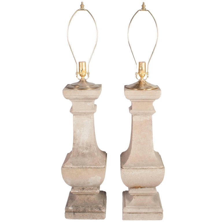 A Single Composite Stone Baluster Lamp For Sale at 1stDibs