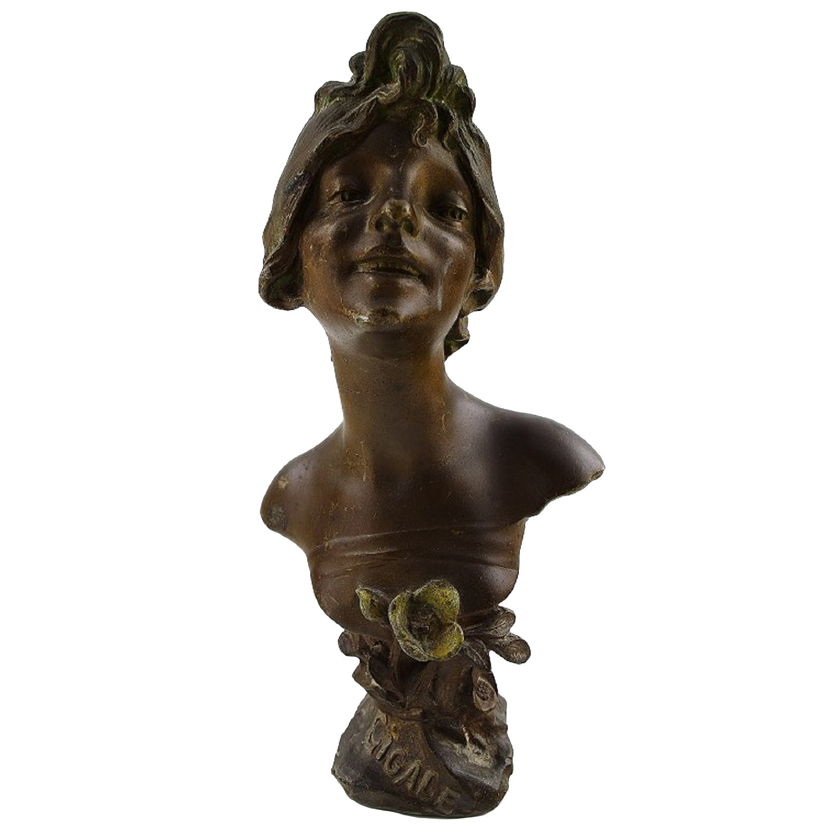 Art Nouveau Bronze Statue by Julien Causse For Sale at 1stDibs