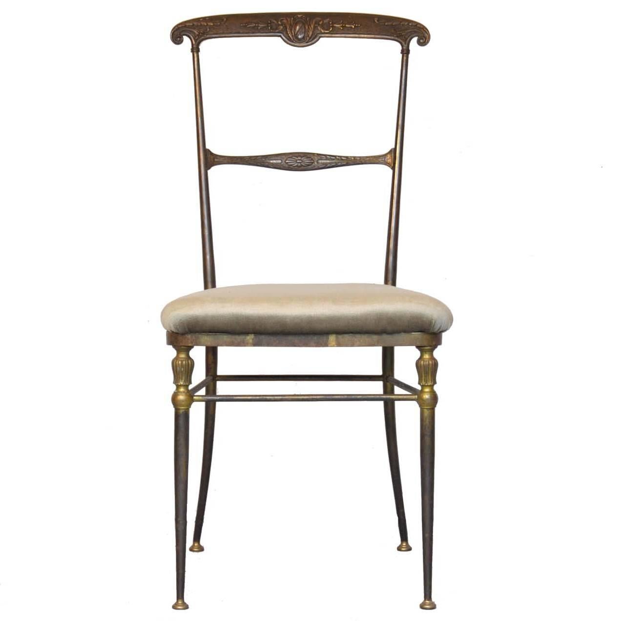Antique Bronze and Velvet Elegant Dining Chair For Sale at 1stDibs