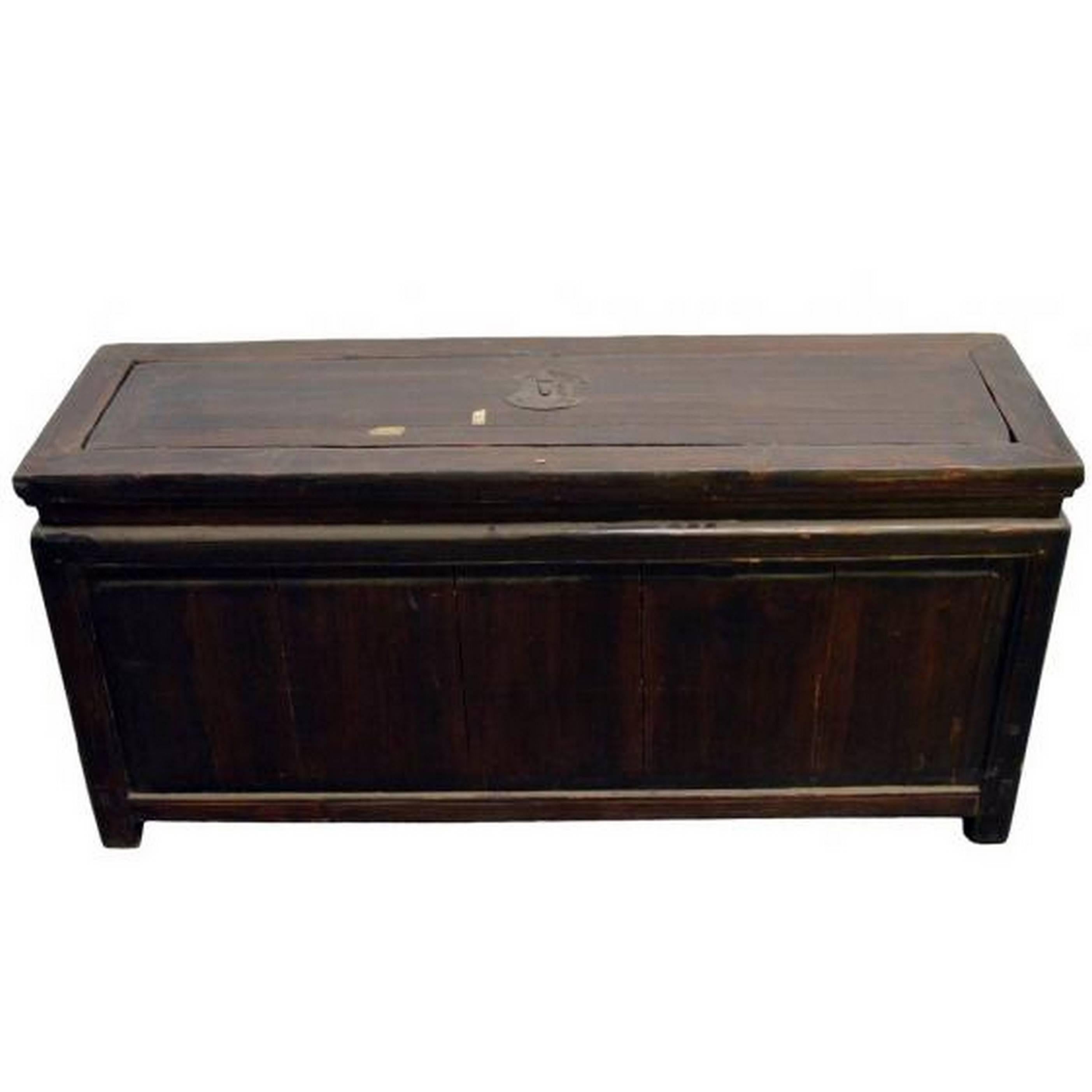 Chinese Antique Leather and Brass Trunk with Original Lacquer and ...