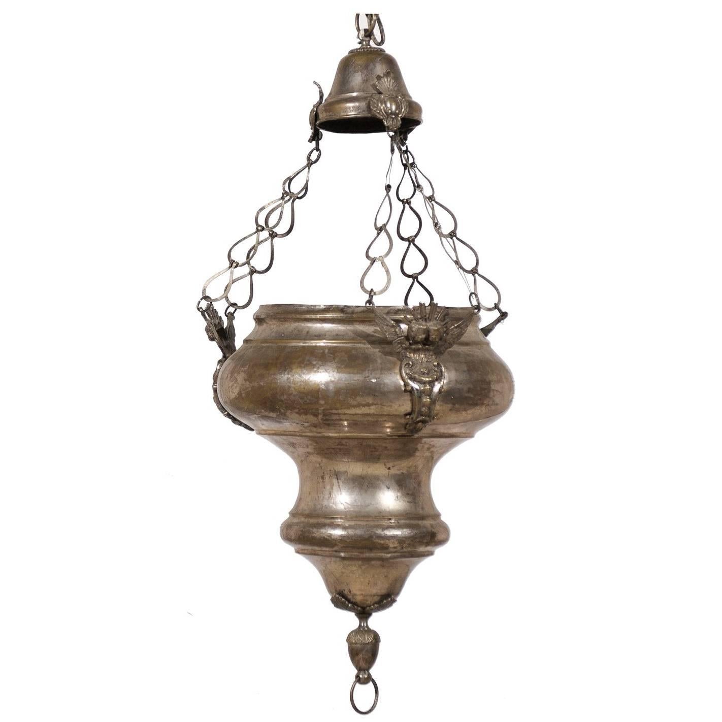 European 19th Century Nickel over Brass Hanging Church Lantern at 1stDibs