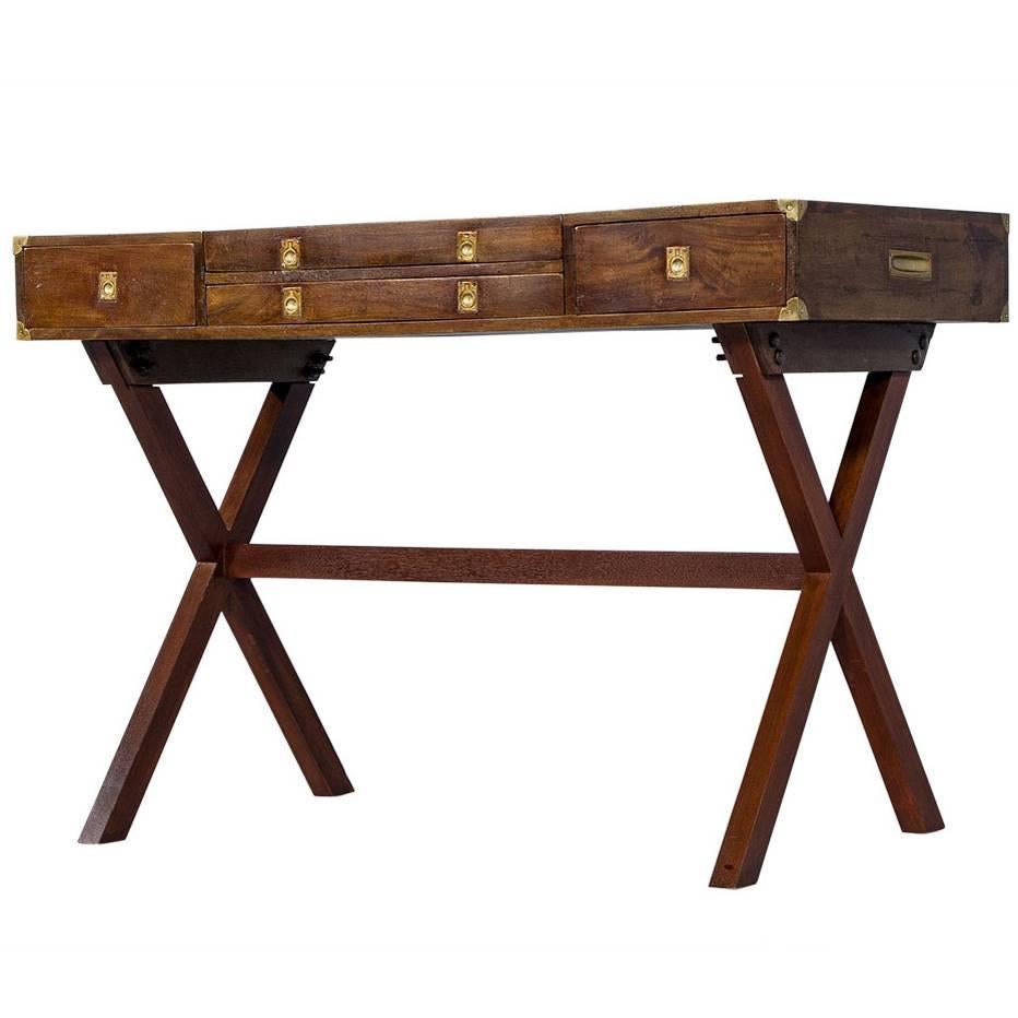 Mid-Century Campaign Style Desk For Sale at 1stDibs