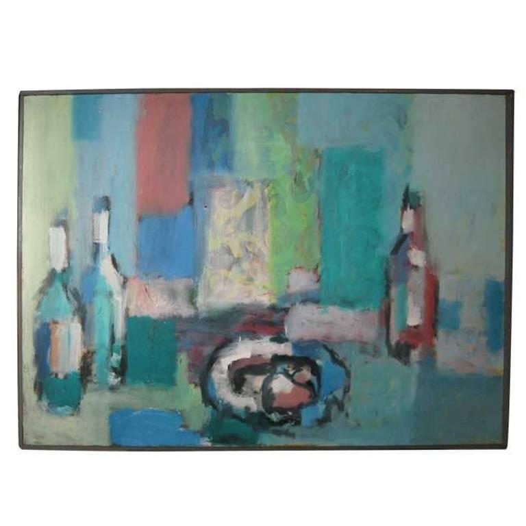 Mid-Century Modern Oil Painting of a Still Life For Sale at 1stDibs