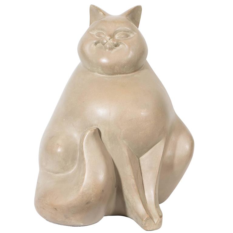 'Fat Cat' Ceramic Sculpture For Sale at 1stdibs
