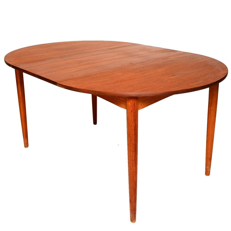 Danish Modern Teak Round Oval Dining Table at 1stDibs
