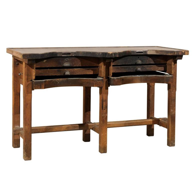 Dutch Wooden Vintage Jeweler's Work / Console Table at 1stDibs | dutch ...