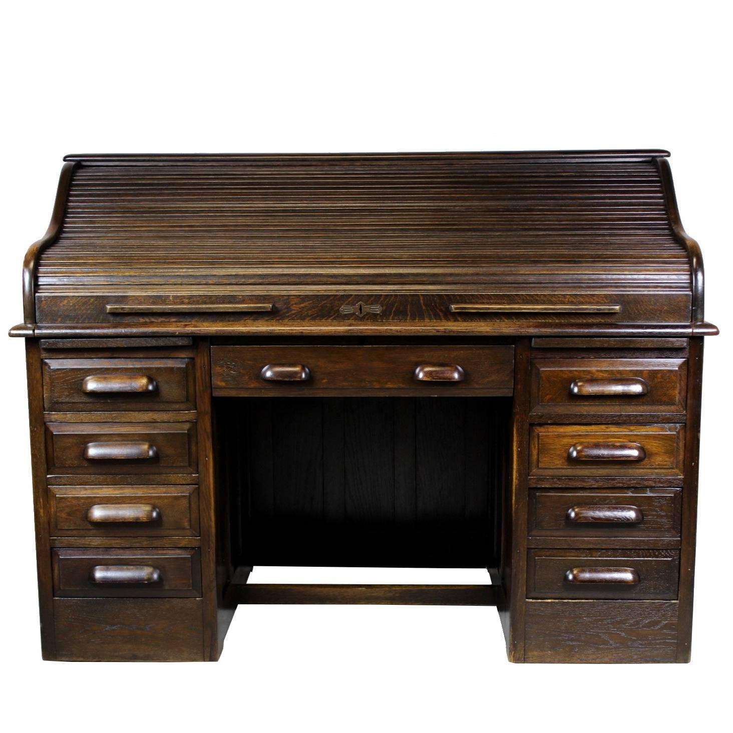 1930s Oak Roll Top Desk at 1stDibs | 1930s roll top desk, 1930s desk ...