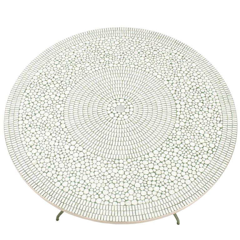 Mosaic Top Round Outdoor Table at 1stDibs