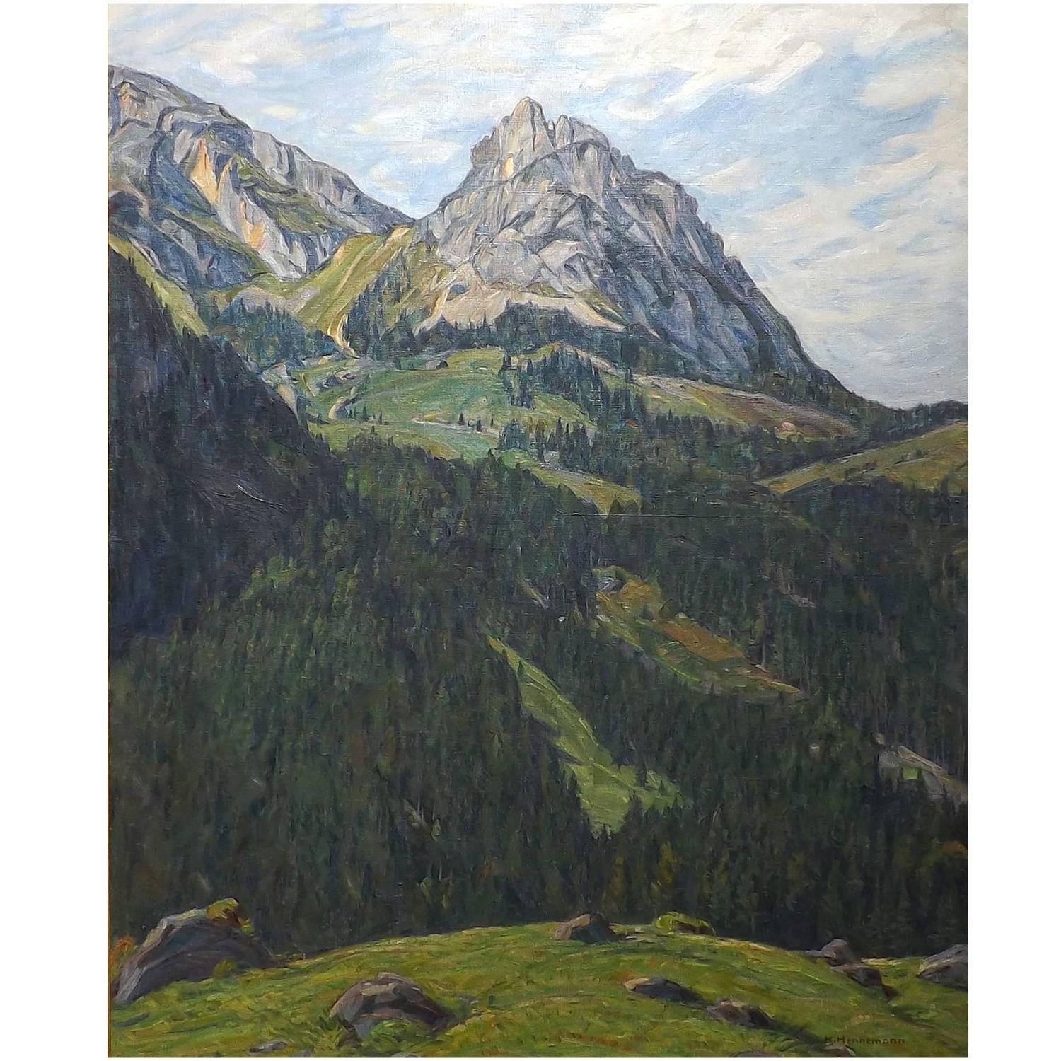 'Toward The Peak' German Alps Painting by Karl Henneman For Sale at 1stdibs