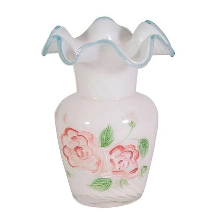 Vintage Ruffle Art Glass Vase For Sale at 1stDibs