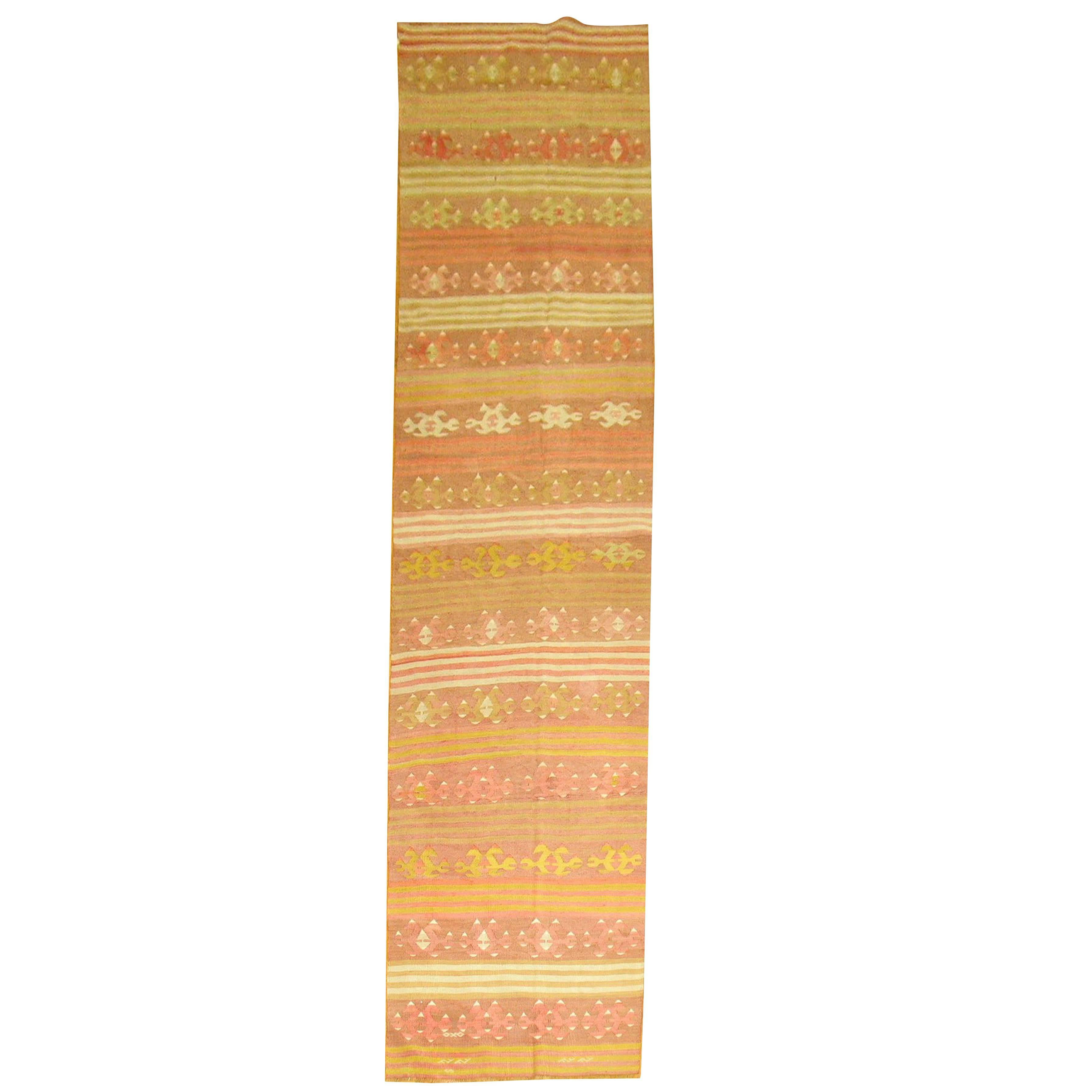 Shabby Vintage Turkish Kilim Runner For Sale at 1stDibs