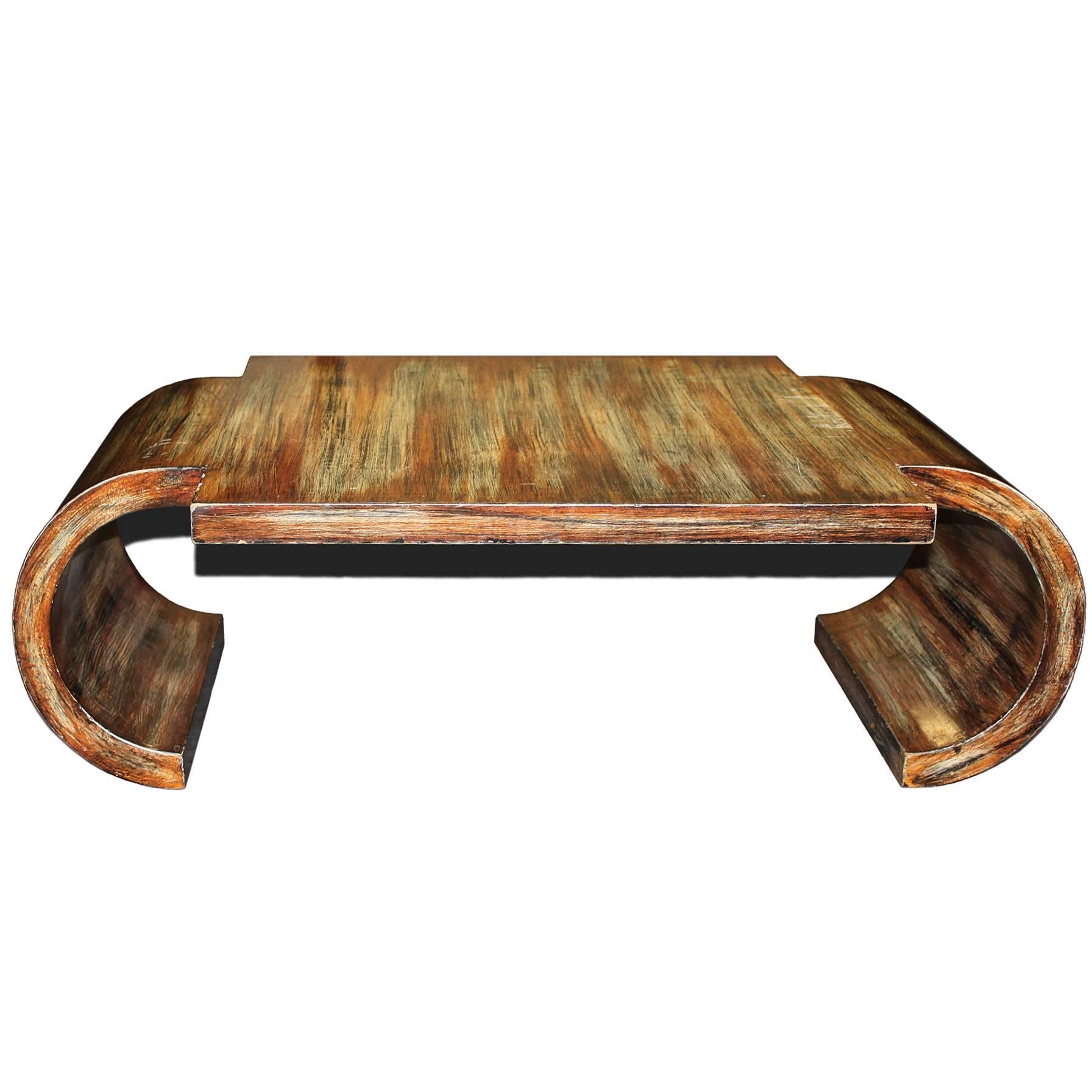 James Mont 20th Century Scroll Coffee Table with Polychrome Finish For ...