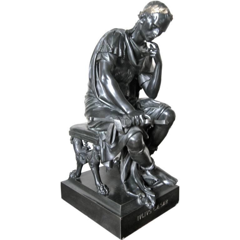 Bronze Figure of Seated Caesar by A. Carrier For Sale at 1stDibs