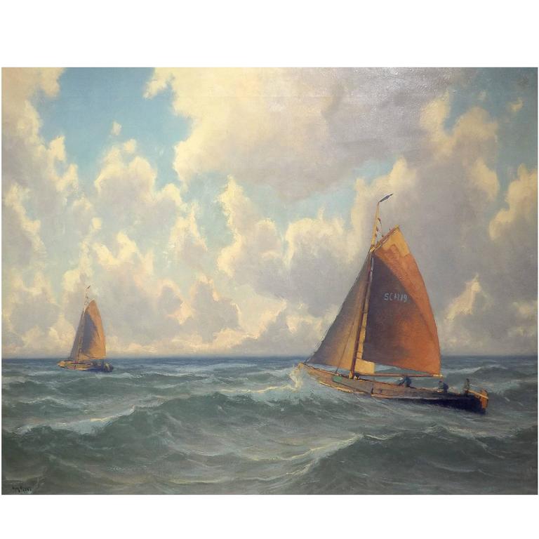 'Under Full Sail' Nautical Scene by Henk Dekker For Sale at 1stdibs